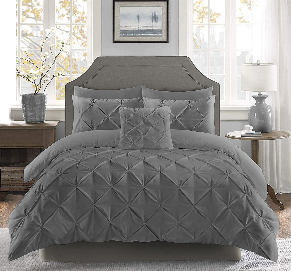 Pintuck Duvet Set 100% Cotton Quilt Cover Single Double King Super Kin