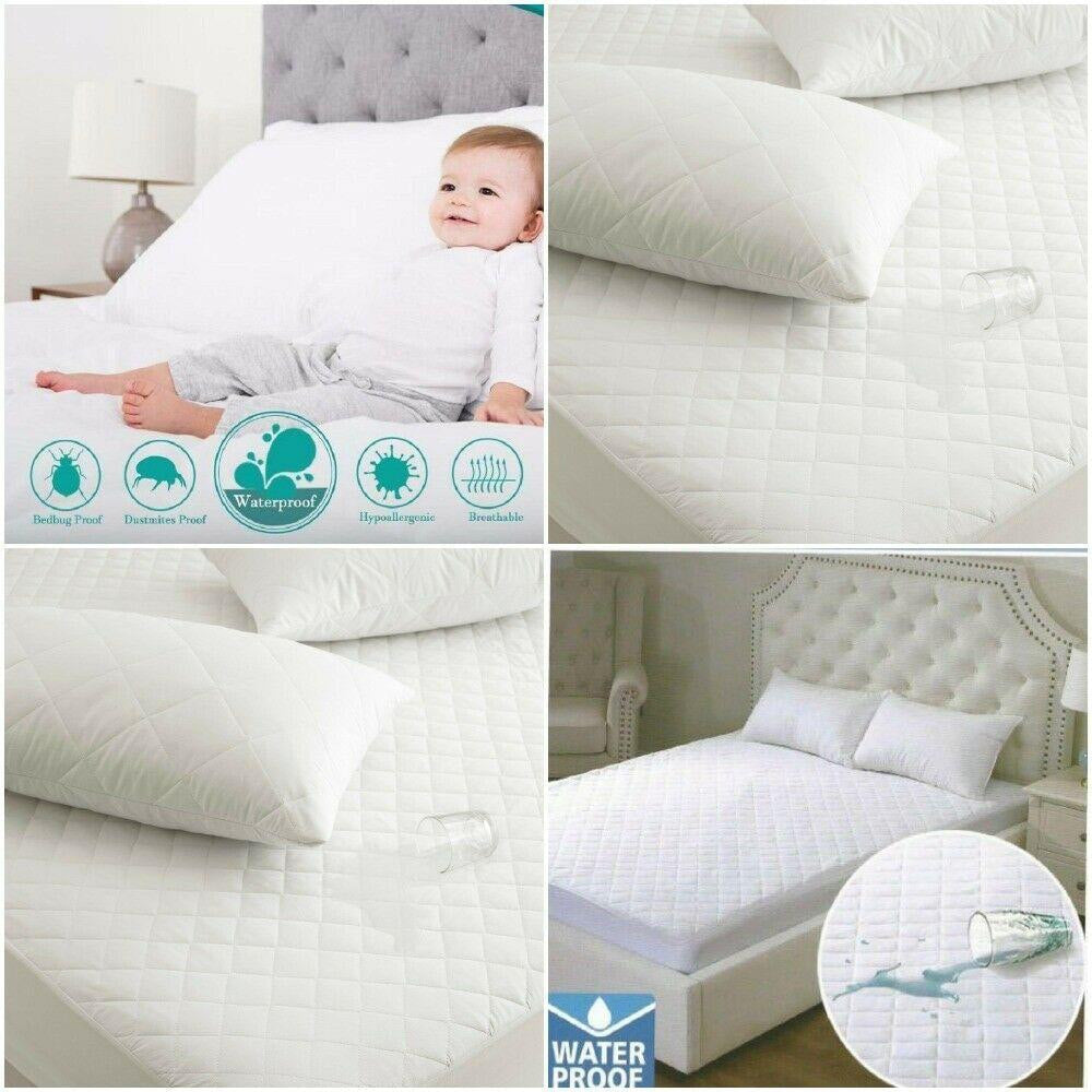 Extra Deep 100% Waterproof Quilted Mattress Protector Single Small Dou